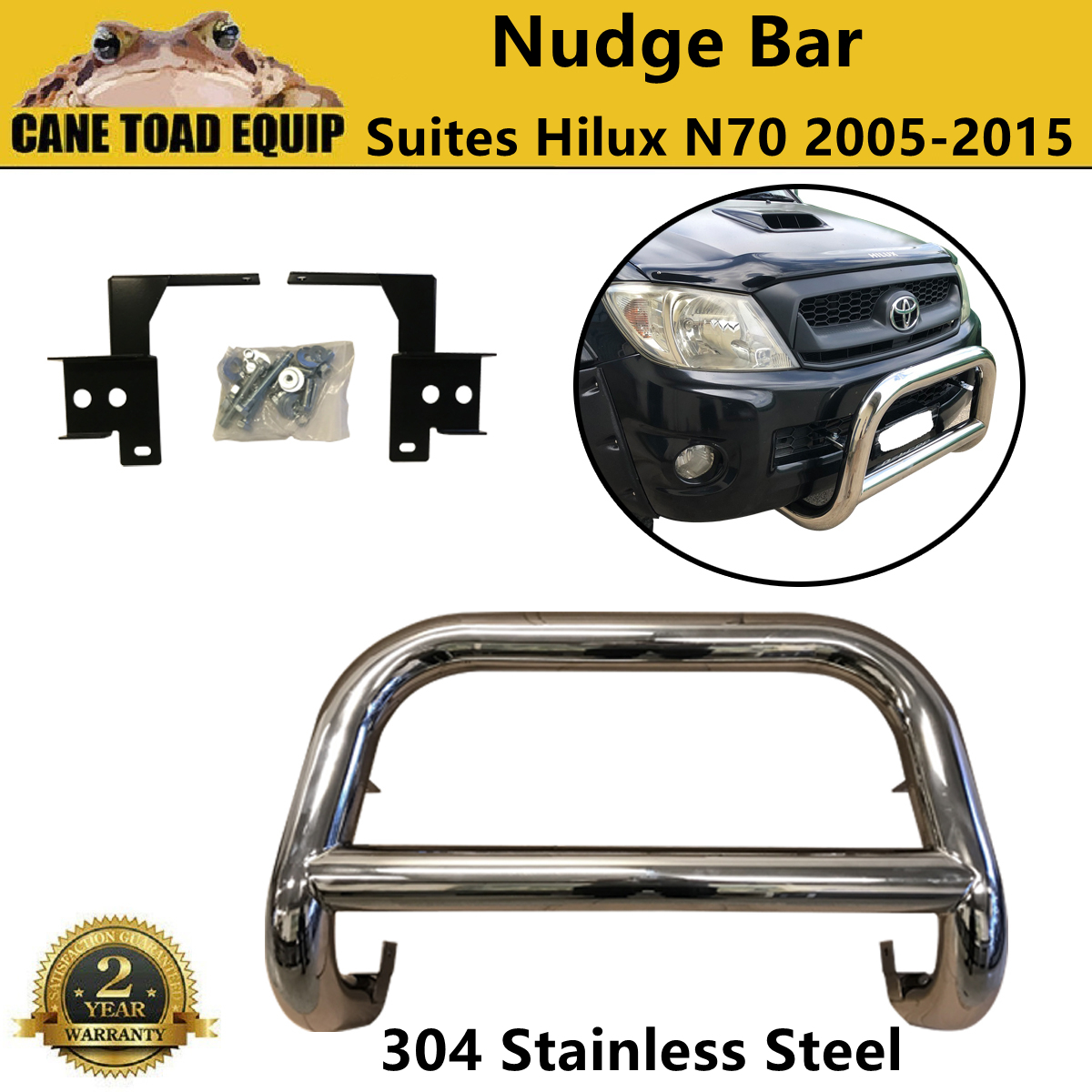 Price Special! Nudge Bar fit Toyota Hilux N70 304 Stainless Steel Grill ...