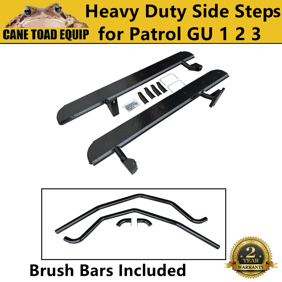 Price Special! Steel Side Steps Brush Bars Rails suits Nissan Patrol GU ...